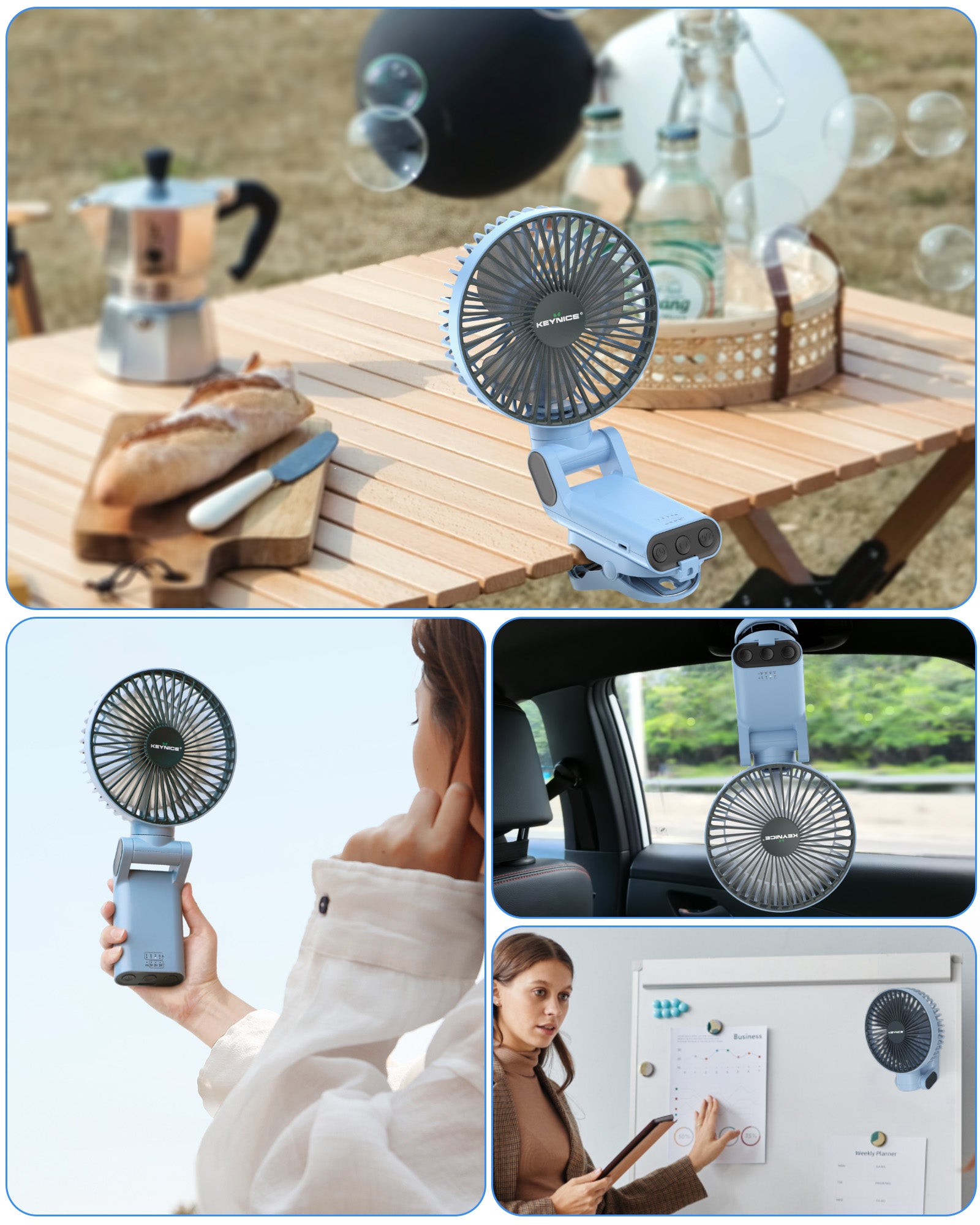 マグネット式充電扇風機｜首振り＆クリップ分離型｜多機能KN-175 – KEYNICE (キーナイス) 公式
